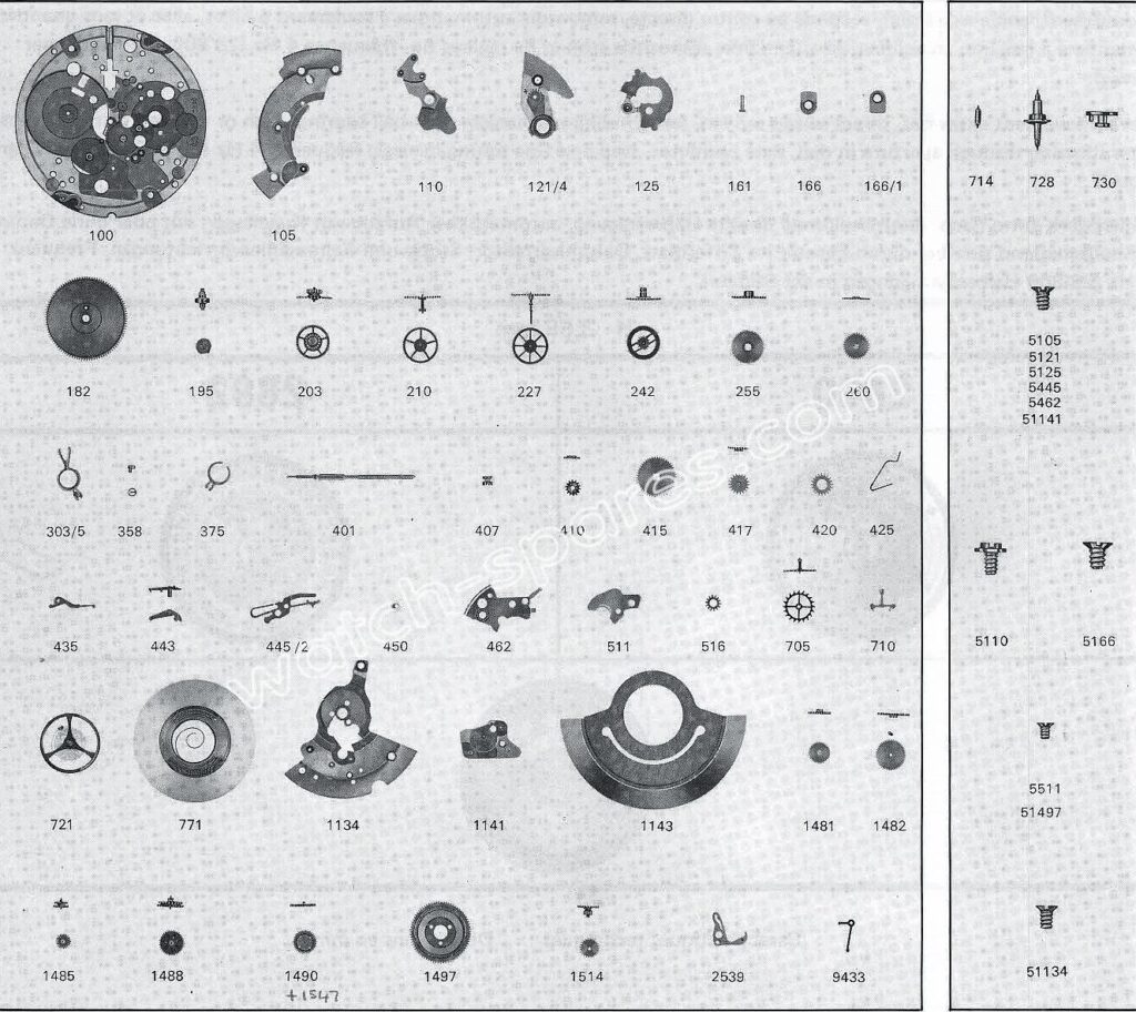ETA 2892 movement original spare parts - oldswisswatches.com